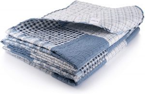 Blue Patchwork Bedspread uk | Cottage Style Bedding | King Bed